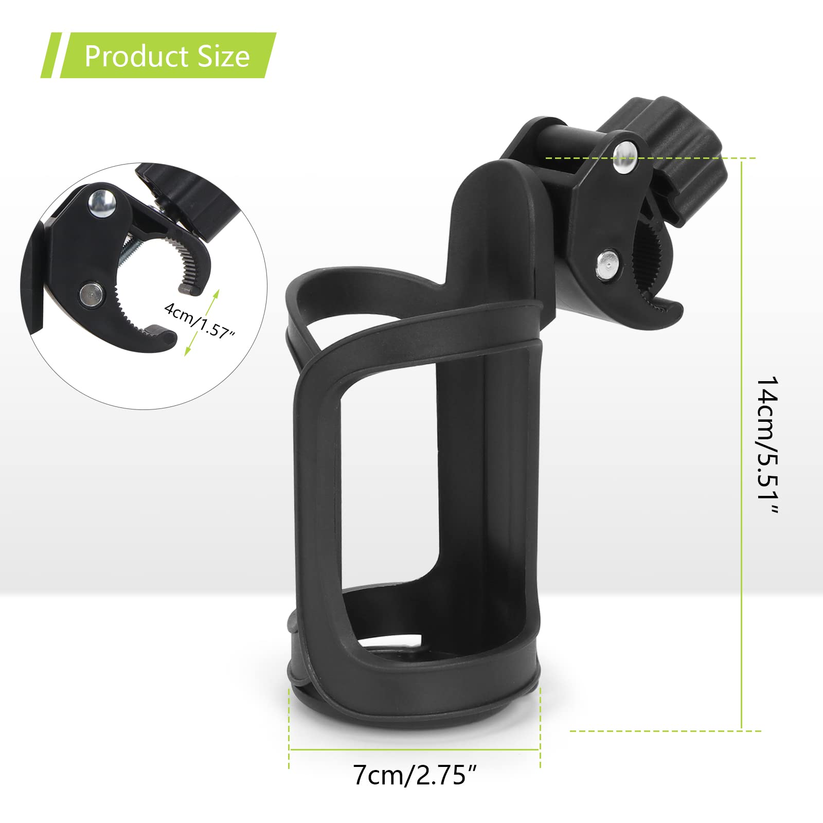 FYY Bicycle Water Bottle Holder,Bike Cup Holder,Universal Stroller Cup Holder for Bicycle, Stroller, Wheelchair, Walker, Trolley, Motorcycle-Black