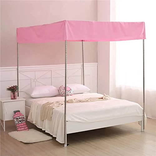 Mengersi Solid Four Corner Post Bed Curtain Canopy Princess Sheer Cover for Girls Boys Kids (Twin, Pink)