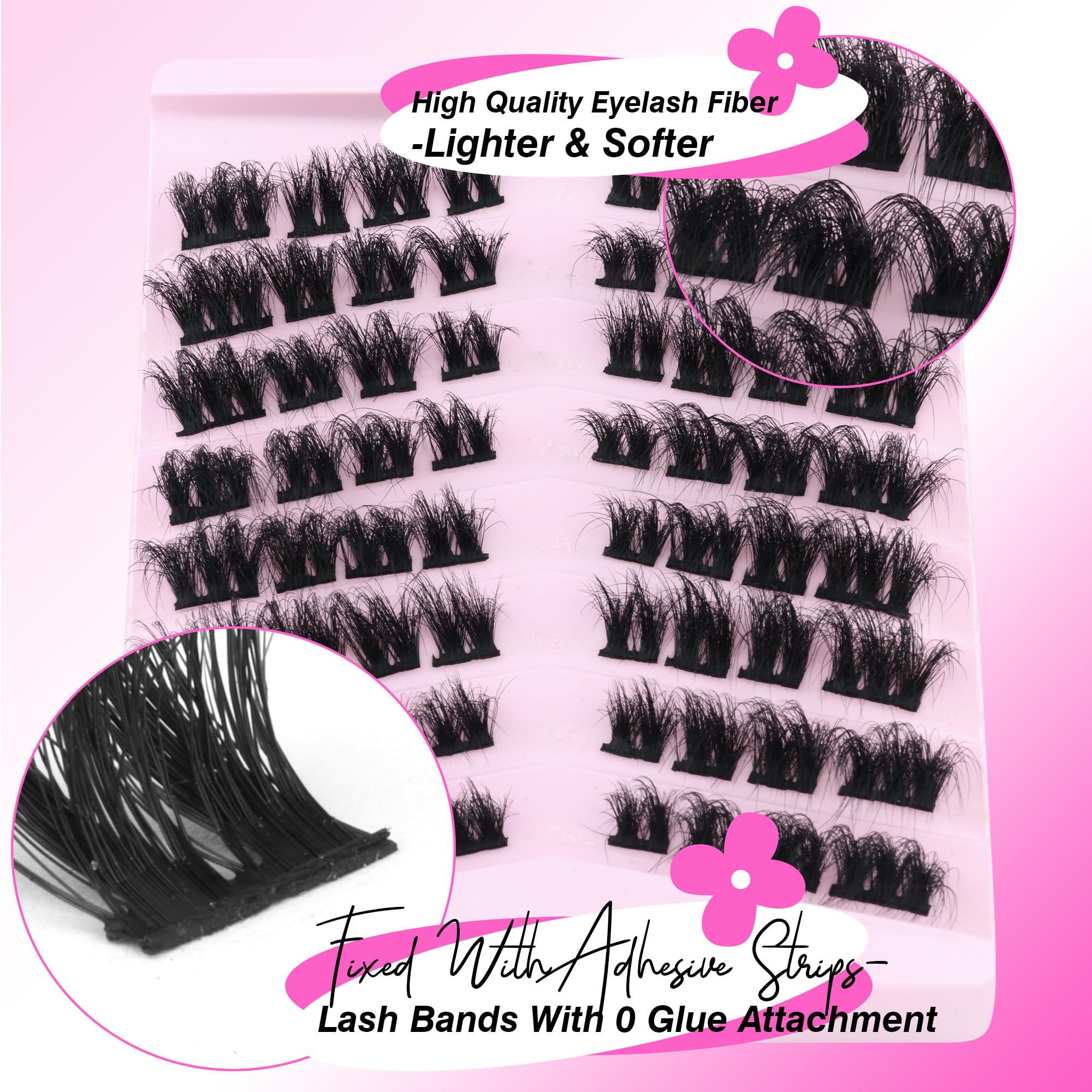 DIY Eyelash Extension Kit Cluster Lashes Fluffy Lashes Extension D Curl Lash Clusters with Bond and Seal Wispy Eyelashes Faux Mink Lashes Individual Cluster Lashes Kit by GVEFETIEE (64 PCS, 14-20MM)