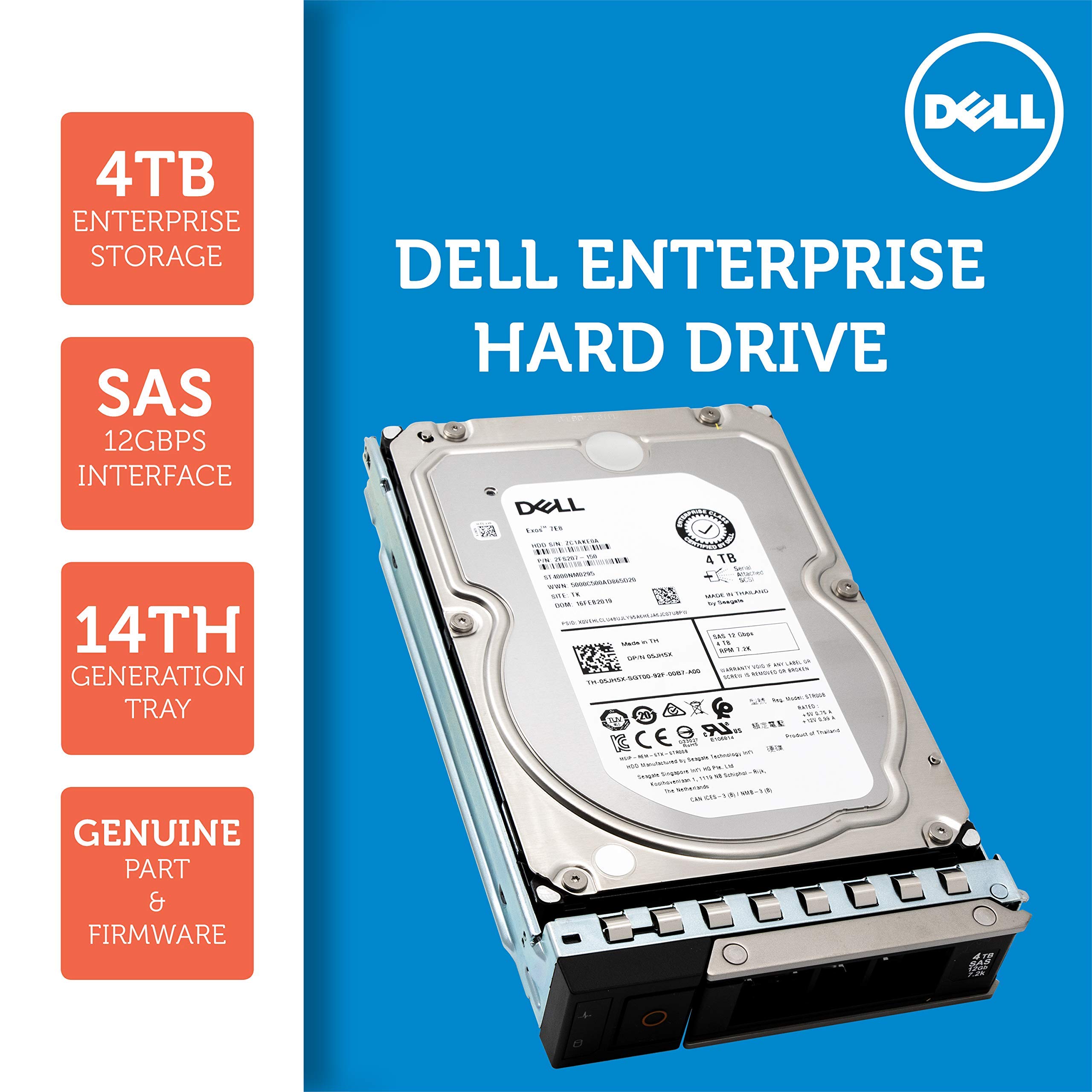 Dell 400-ATKL - Dell 4TB 3.5" Nearline SAS 7.2K 12Gb/s Hard Drive