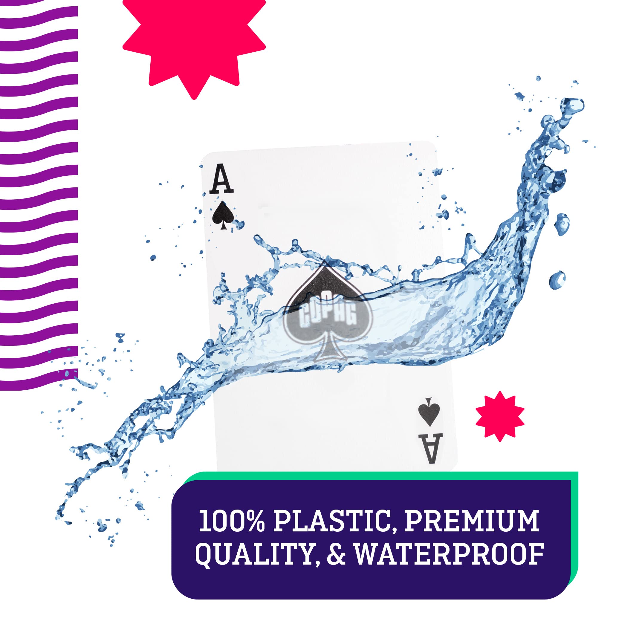 Copag Unique Luxury Design 100% Plastic Playing Cards, Poker Size Regular Index Purple/Grey Double Deck Set