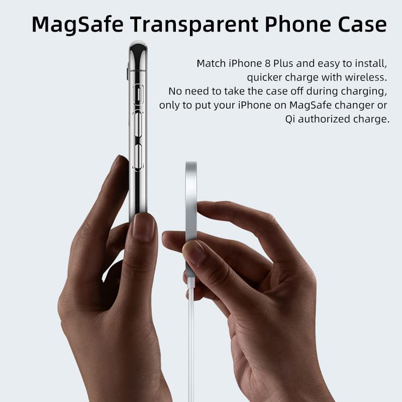 Tigowos Magnetic Phone Case for iPhone 8 Plus Case with MagSafe Wireless Charging Shockproof Protective Case for iPhone 8 Plus(5.5"), Clear