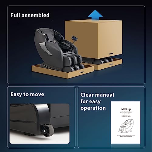 Mazzup Massage Chair, Zero Gravity Shiatsu Massage Chair Full Body and Recliner with Fully Assembled, LCD Screen, Lower Back and Calf Heating, Air Compression, Black, MU-C211