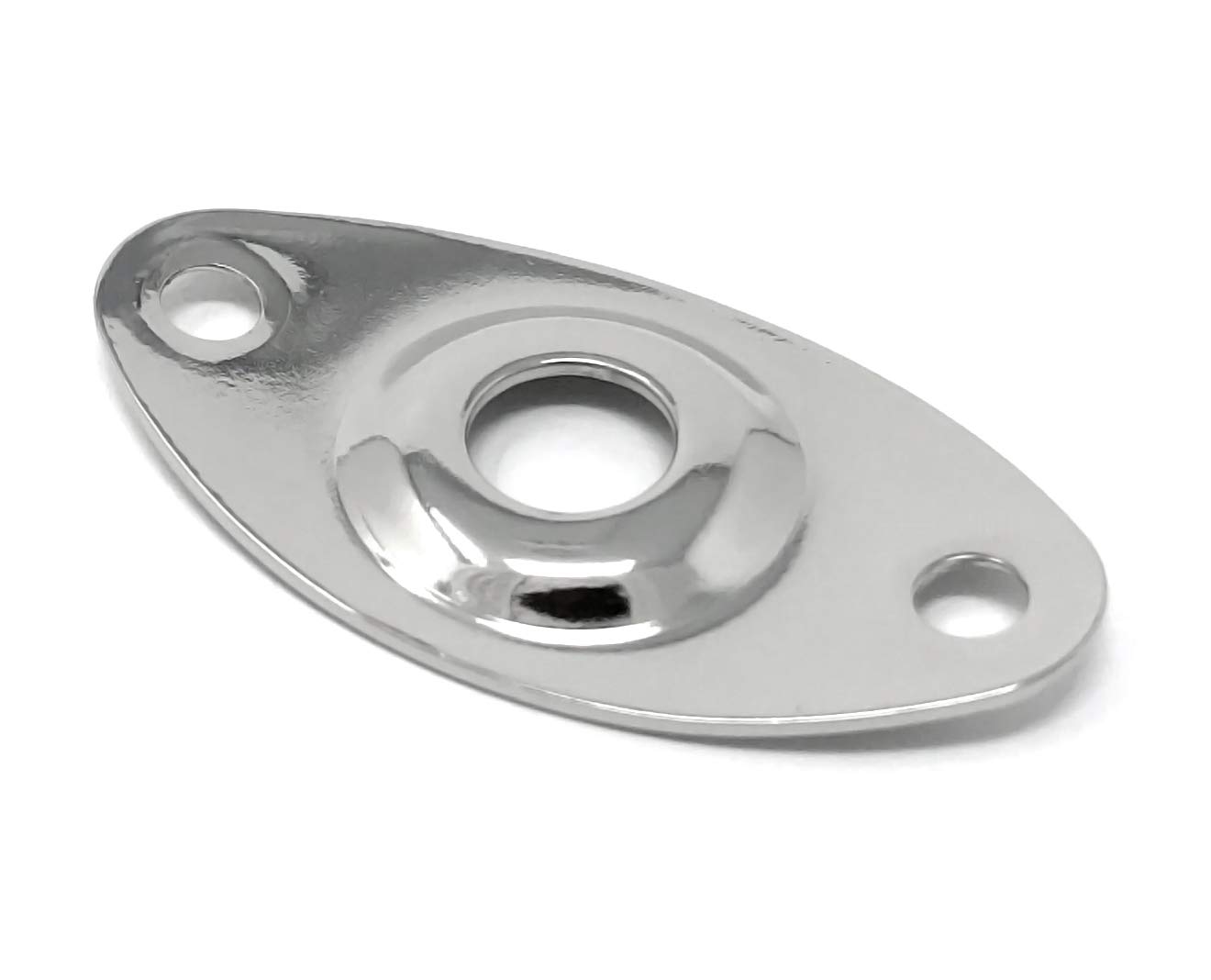 Vintage Forge Chrome Oval Jack Plate for Guitar and Bass with Screws Metal Indented Curved Football Shape JPF20-CHR