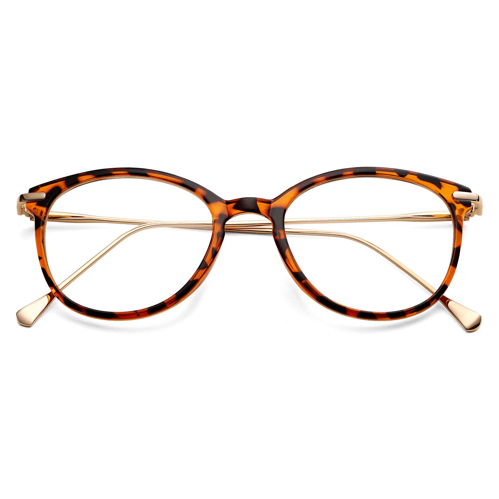 COASION Vintage Round Clear Glasses Non-Prescription Eyeglasses Frames for Women Men (Tortoise/Gold)