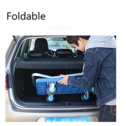 Generic Flatbed cart Folding Plastic Platform Truck with Mute Wheels and Foldable Metal Handle for Transport Baggage Books Moving Push Hand Trolley High Load