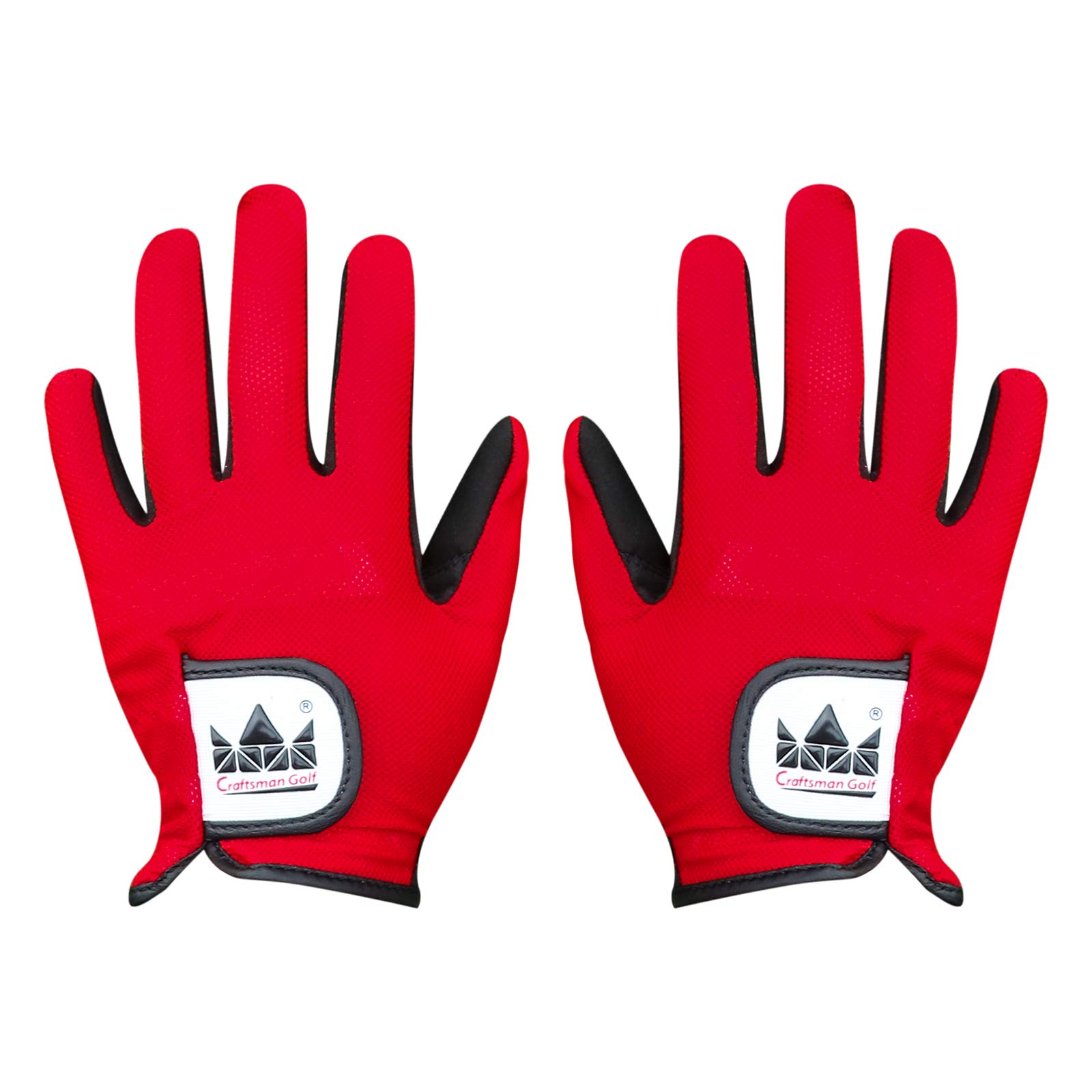 Craftsman Golf 1-Pair Mesh Golf Glove for Kids, Boy, Girl Blue Red (Blue, S)