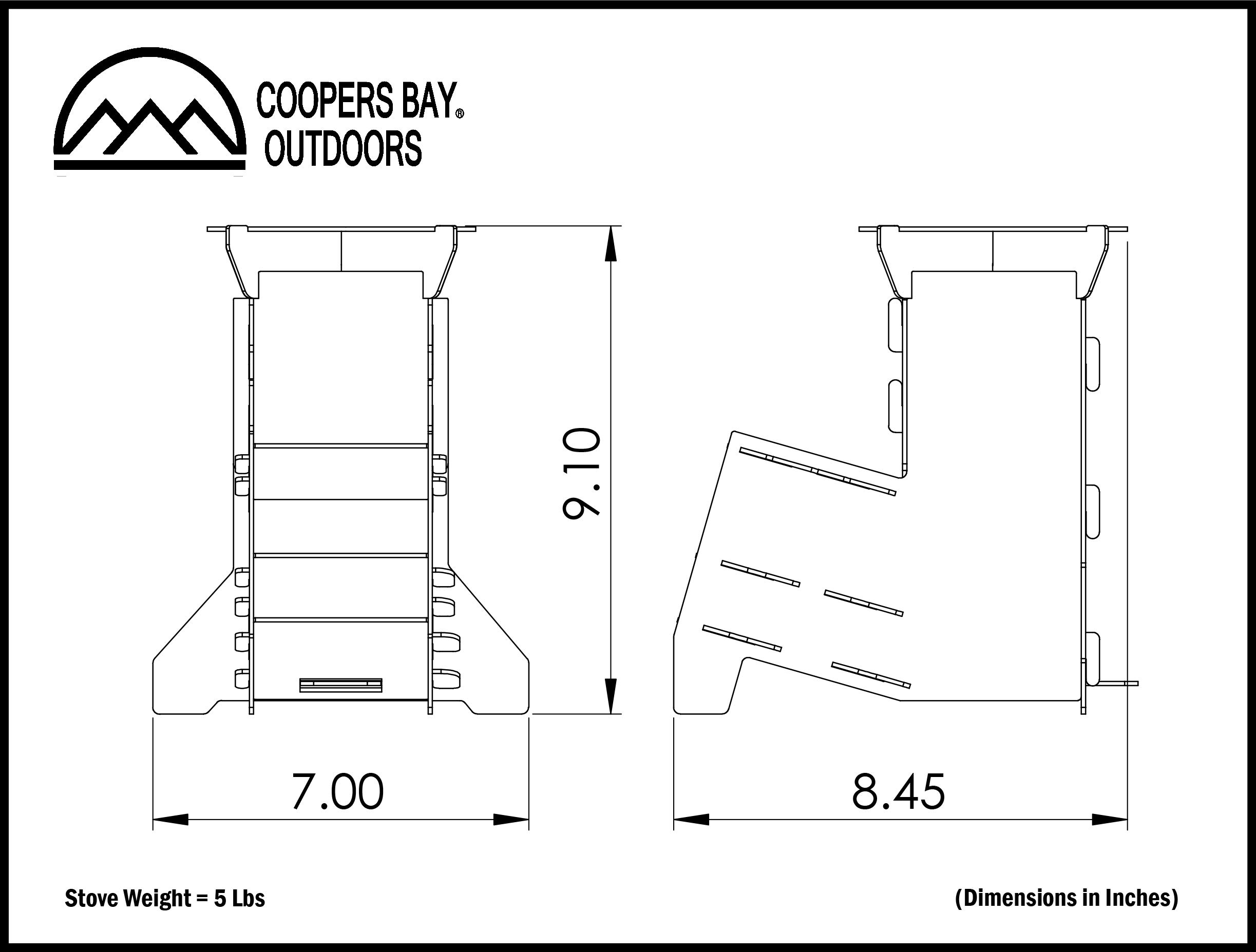 Coopers Bay Flat Pack Stove - Small Rocket Stove/Mini Twig Stove for Camping/Backpacking/Hiking - Stainless Steel Folding Rocket Stove includes Tough Ballistic Nylon Storage Bag