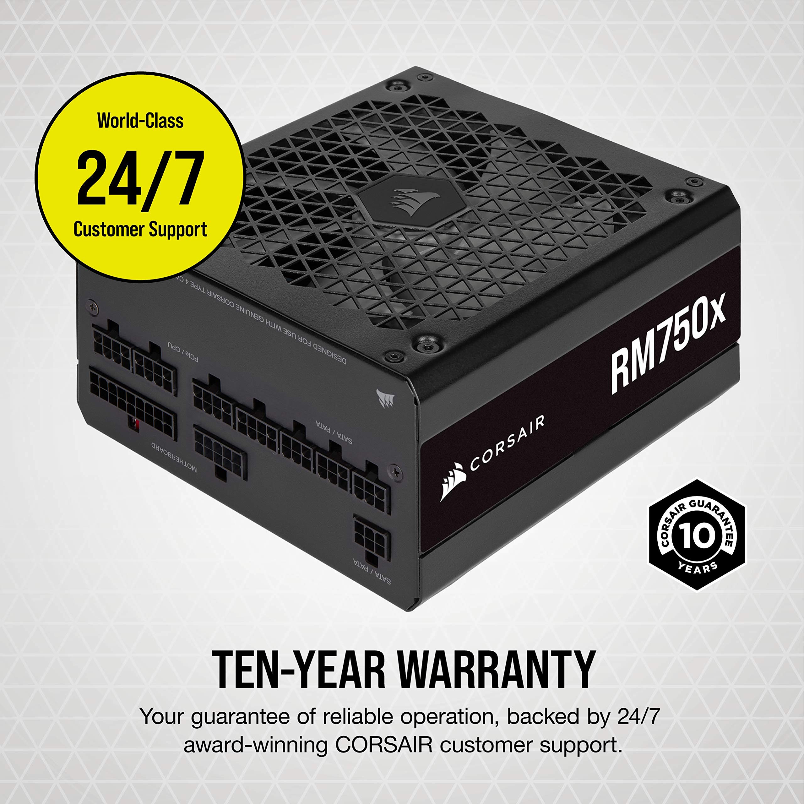 CORSAIR RM750x Fully Modular ATX Power Supply - 80 PLUS Gold - Low-Noise Fan - Zero RPM - Black