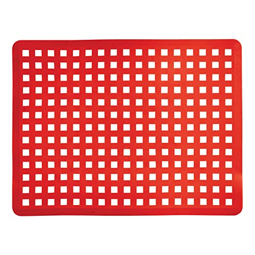 mDesign Decorative Kitchen Plastic Sink Protector Set - Protect Surfaces and Dishes - Quick Draining, Modern Slotted Design - Includes 1 Saddle, 2 Large Mats - Set of 3 - Red
