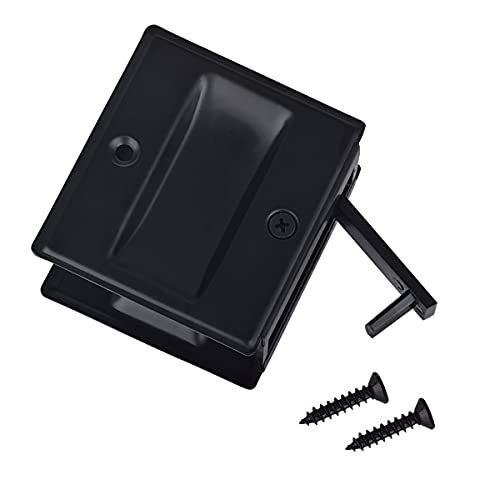 HOMOTEK Privacy Pocket Door Pull Without Switch Plate - Replace Old Or Damaged Passage Sliding Door Pull No Lock Quickly and Easily, 2-3/4βx2-1/2β, for 1-3/8β Thickness Door, Black