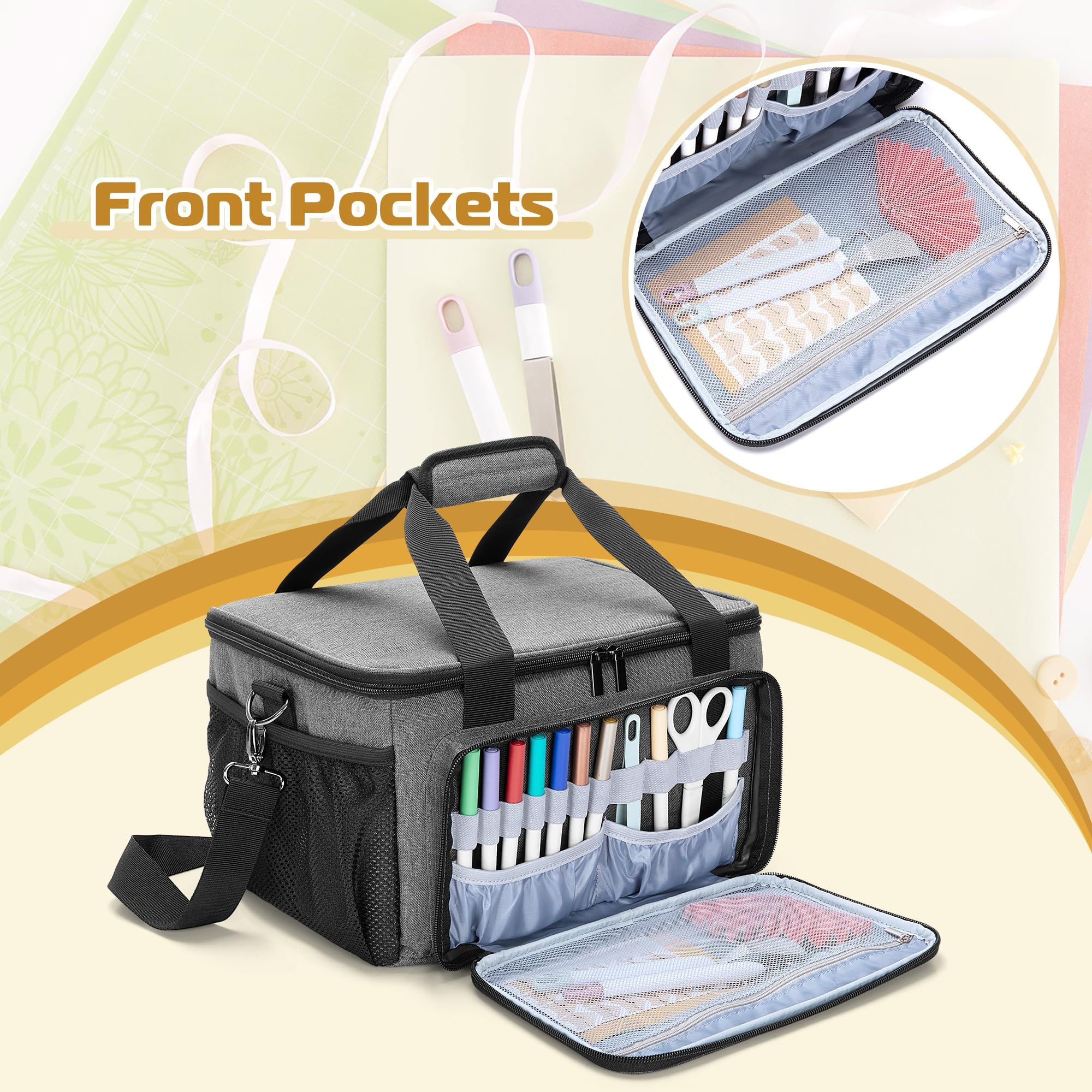 LUXJA Carrying Case Compatible with Cricut Joy Xtra, Bag Fits for Cricut Joy Xtra, 8.5 x 12 inch Cut Mat and Other Supplies(with Multiple Storage Sections), Gray