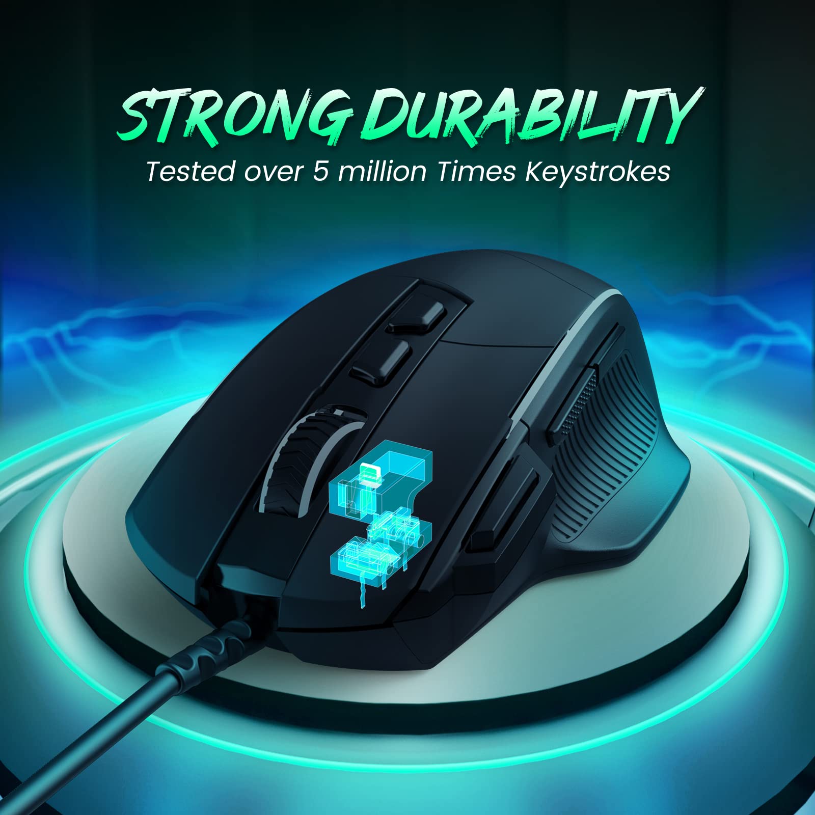 Dacoity Ergonomic 8000DPI RGB Wired Gaming Mouse, PC Gaming Mice with 8 Programmable Buttons, USB Computer Mice, 7 RGB Backlight Modes and 5 Levels Adjustable DPI up to 8000 for PC, Laptop, MacBook