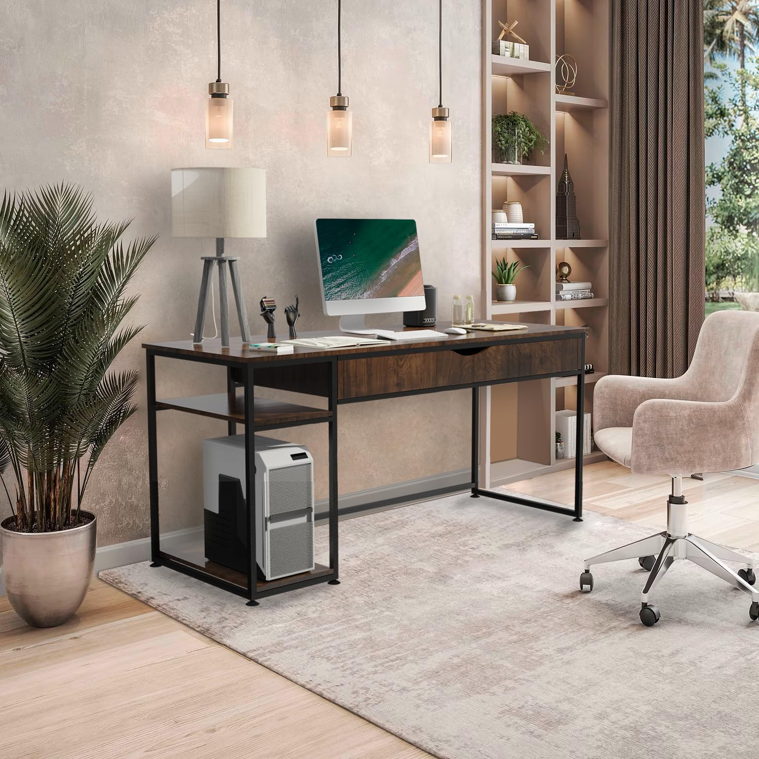 Computer Desk with Drawer 40 Inch, Home Office Small Desk Modern Simple Style Desk Study Student Writing Desk