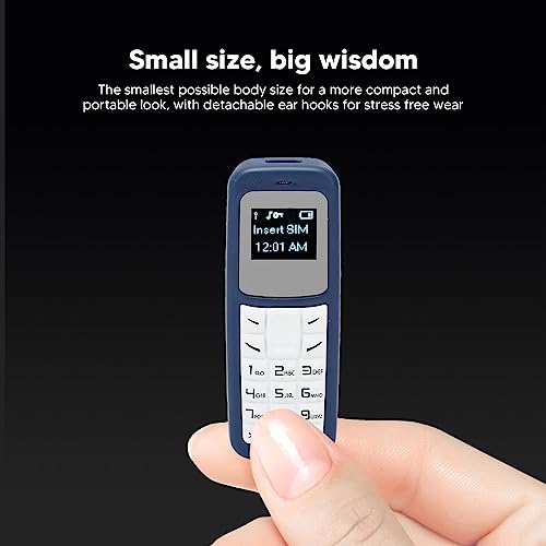 DAUZ Mini Mobile Cell Phone, Compact ABS Lightweight Mini Cell Phone for Travel (Blue)