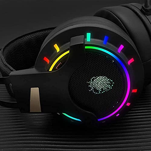 Glowing Gaming Headset, Wired Stereo Headphones with Noise Canceling Microphone, Adjustable Stereo Gaming Headset, HiFi Bass Surround Sound, Compatible for Family Desktop Computer, Internet,Cool appea