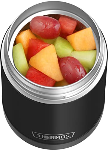 THERMOS FUNTAINER 16 Ounce Stainless Steel Vacuum Insulated Food Jar with Folding Spoon, Black Matte