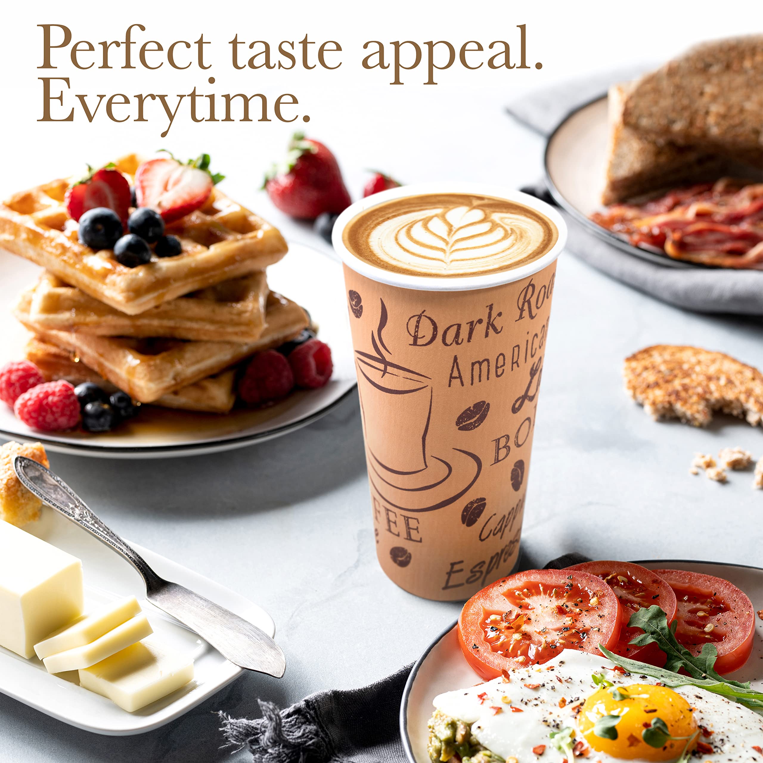 Disposable Coffee Cups with Lids 16 oz (100 Pack) - To Go Paper for Hot & Cold Beverages, Coffee, Tea, Chocolate, Water, Juice Eco Friendly