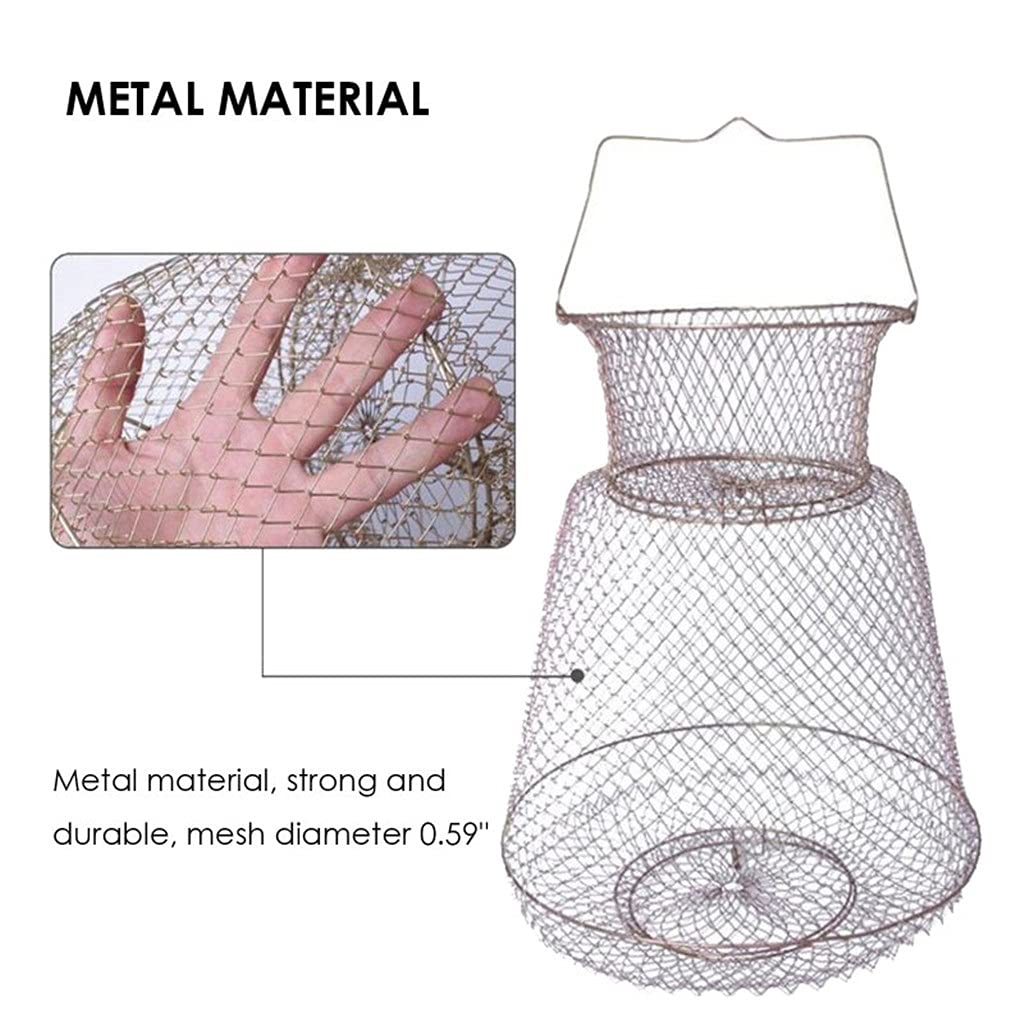 FZZDP Portable Metal Wire Fishing Crabs Squid Shrimp Mesh Cage Cast Net Fishing Trap Network Foldable Net Tackle (Color : Golden 38 * 60 cm)