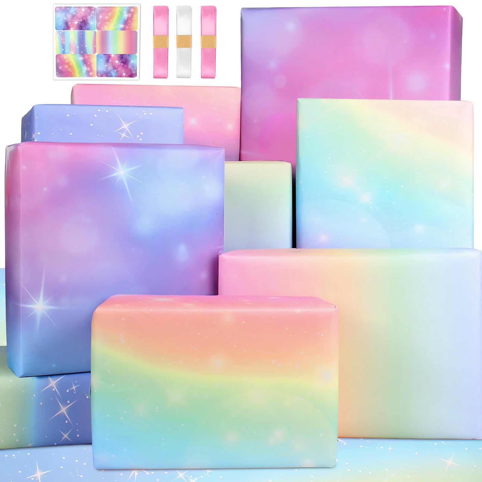 Girls Wrapping Paper Birthday Gift Wrap Set,Birthday Wrapping Paper Sheets,Fairy Wrapping Paper for Girl Women Female Girly Birthday Paper Birthday Wrap Present Wrap Gift Wrapper Gift Wrapping Paper,6 sheets