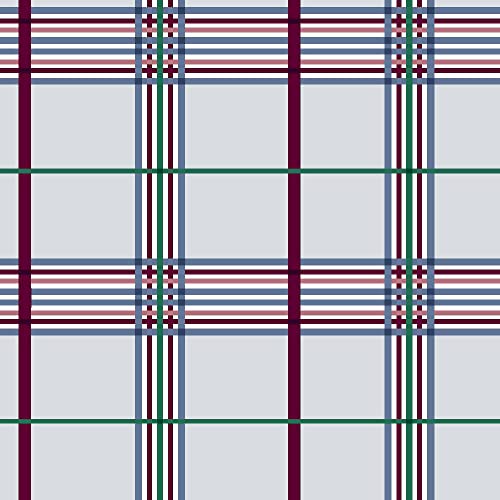 Texco Inc Checkered Plaid Pattern Printed on DTY 92% Polyester 8% Spandex Double-Sided Brushed, Pale Blue Denim 3 Yards