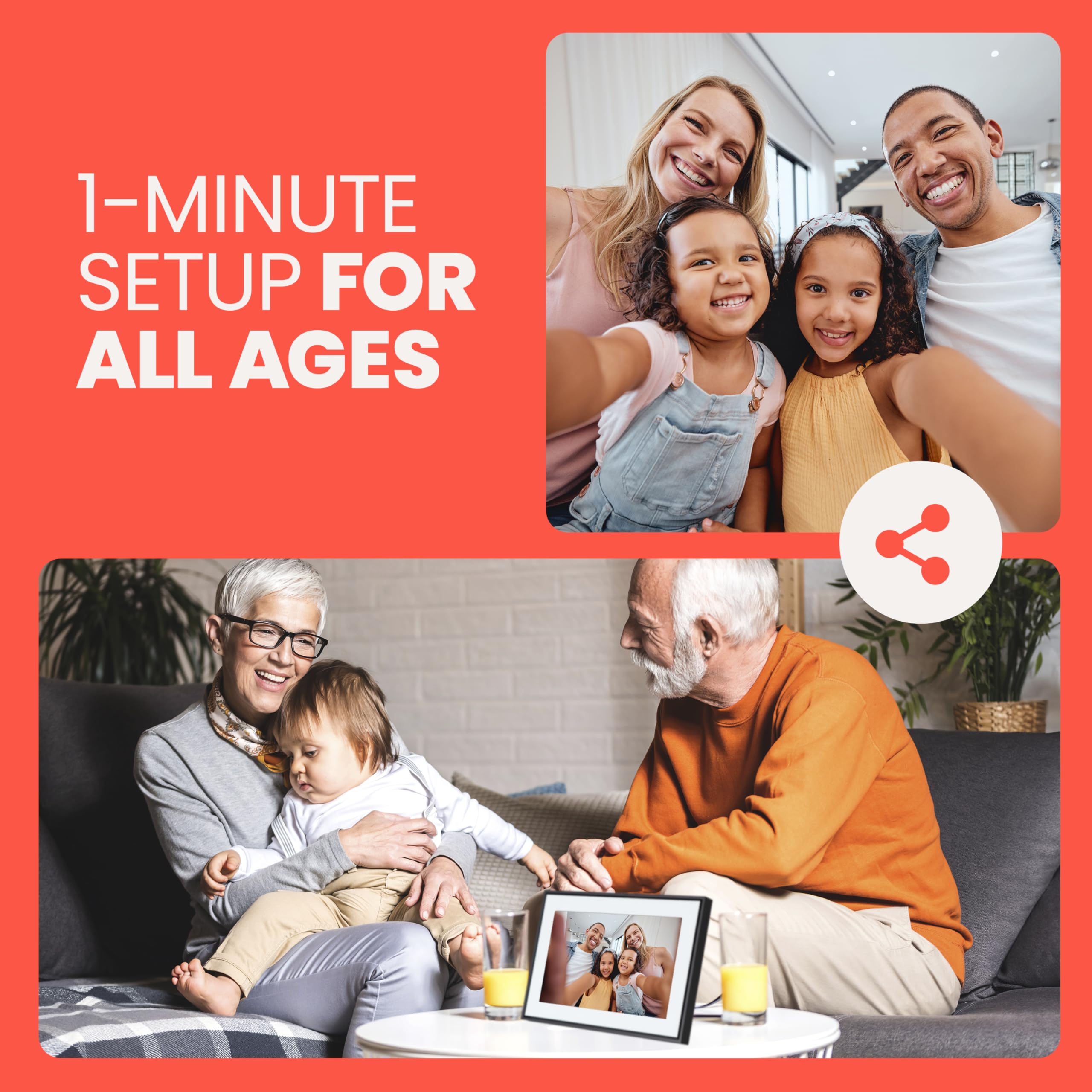 Loop Wi-Fi Digital Picture Frame with Touch Screen, 10-Inch Display, The Only Frame to Offer Text Message Photos Direct to Frame, Easy to use App, Gift to Keep Friends and Family Connected