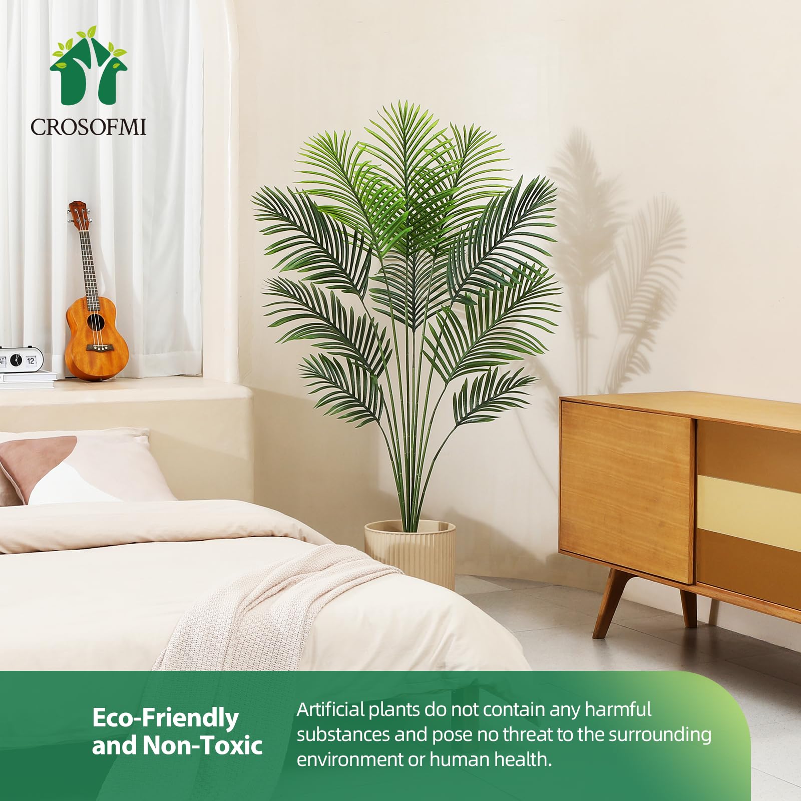 CROSOFMI Artificial Areca Palm Tree 5 Feet Fake Tropical Palm Plant,Perfect Faux Dypsis Lutescens Plants in Pot for Indoor Outdoor Home Office Garden Modern Decoration Housewarming Gift,2Pack