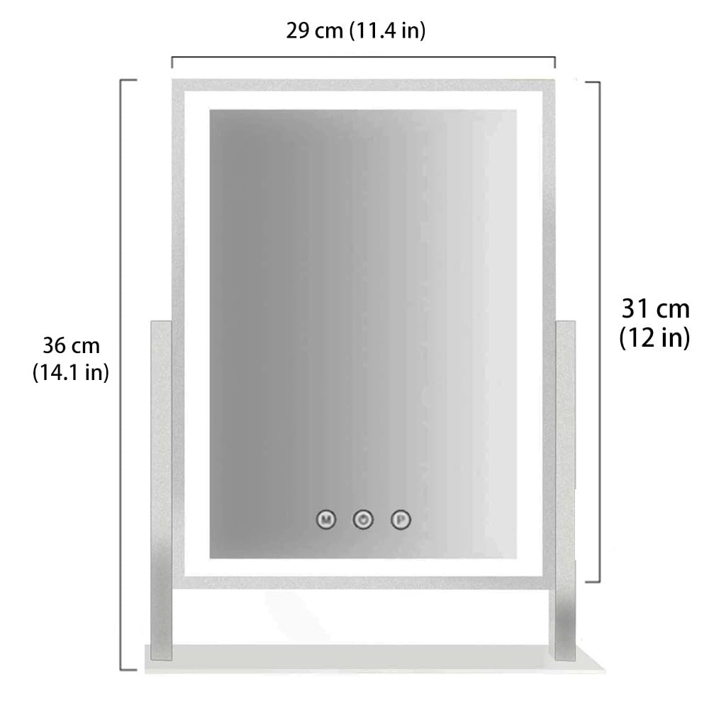 HIEEY Lighted Makeup Mirror, Hollywood Vanity Mirror with Lights, Three Color Lighting Modes, and 5X Magnification Mirror, Smart Touch Control, 360°Rotation (White,Gift Box)