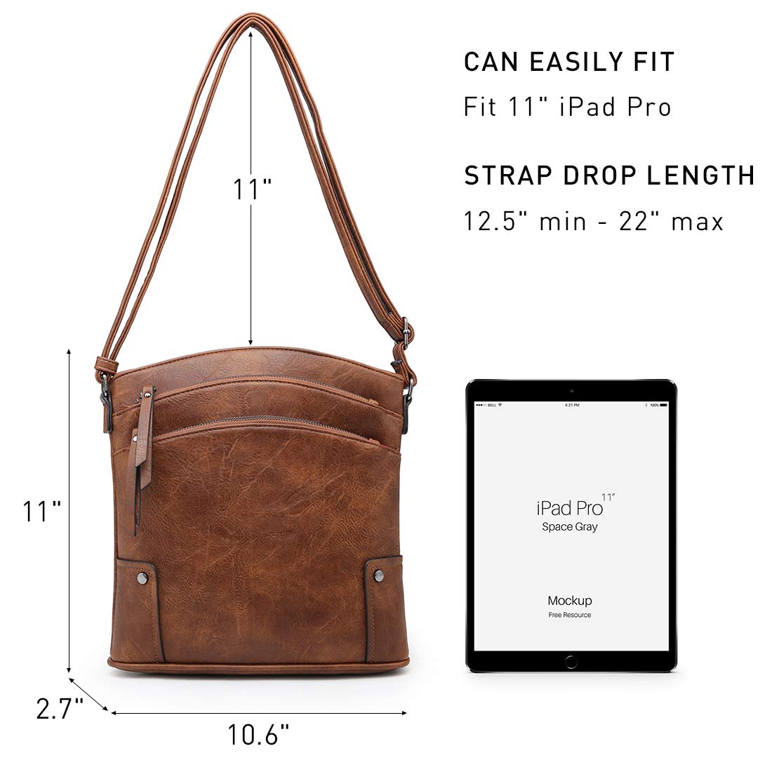VONMAY Crossbody Bags for Women Purses Handbags Multi Pockets Shoulder Bag (Coffee)