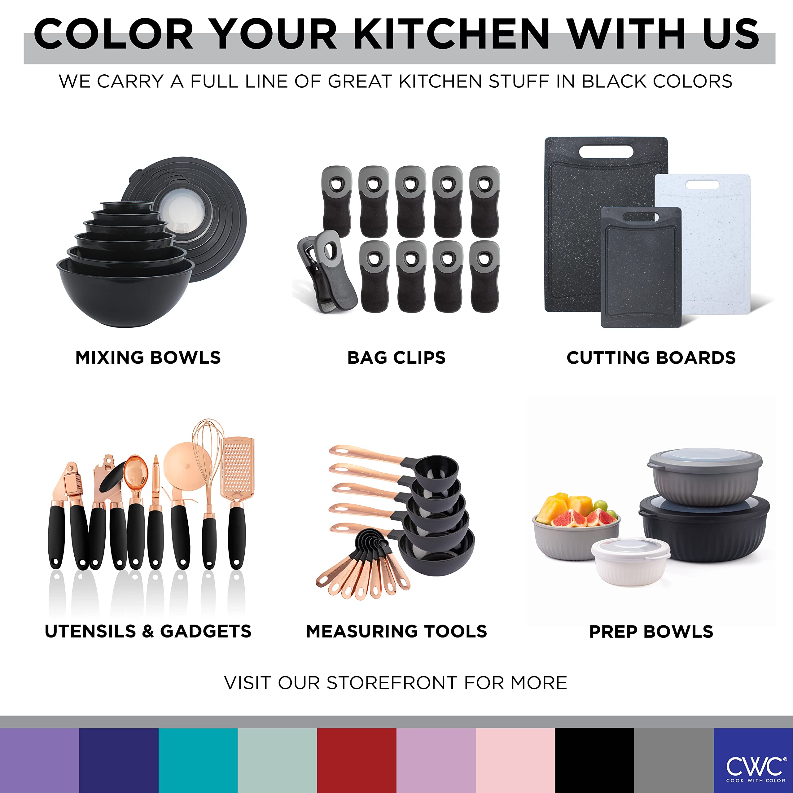 COOK With COLOR 7 Pc Kitchen Gadget Set Copper Coated Stainless Steel Utensils with Soft Touch Navy Handles