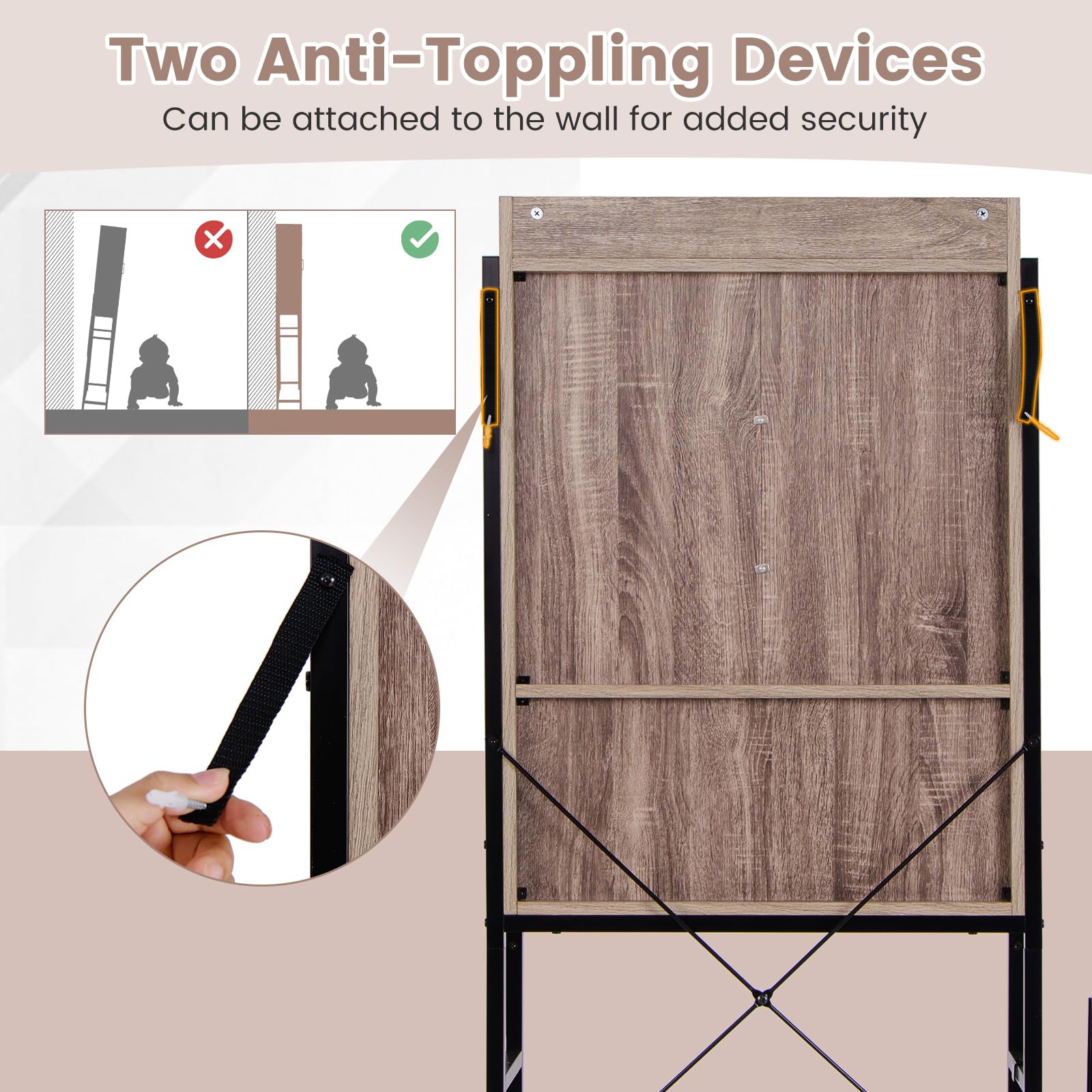 Giantex Over The Toilet Storage Cabinet - Freestanding Bathroom Organizer Rack with Adjustable Shelf, Sliding Barn Door, Paper Holder, Bathroom Space Saver, Above Toilet Storage Cabinet (Grey)