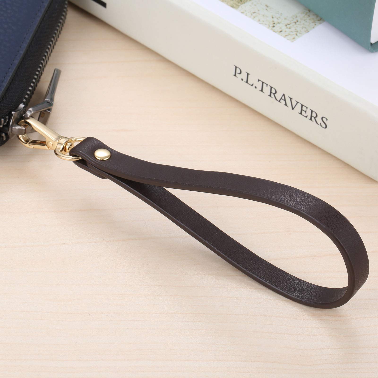 Yetaha Coffee Genuine Leather Wristlet Strap, 150mm x 8mm Hand Wrist Strap with Lock for Clutch Wallet Cellphone Key