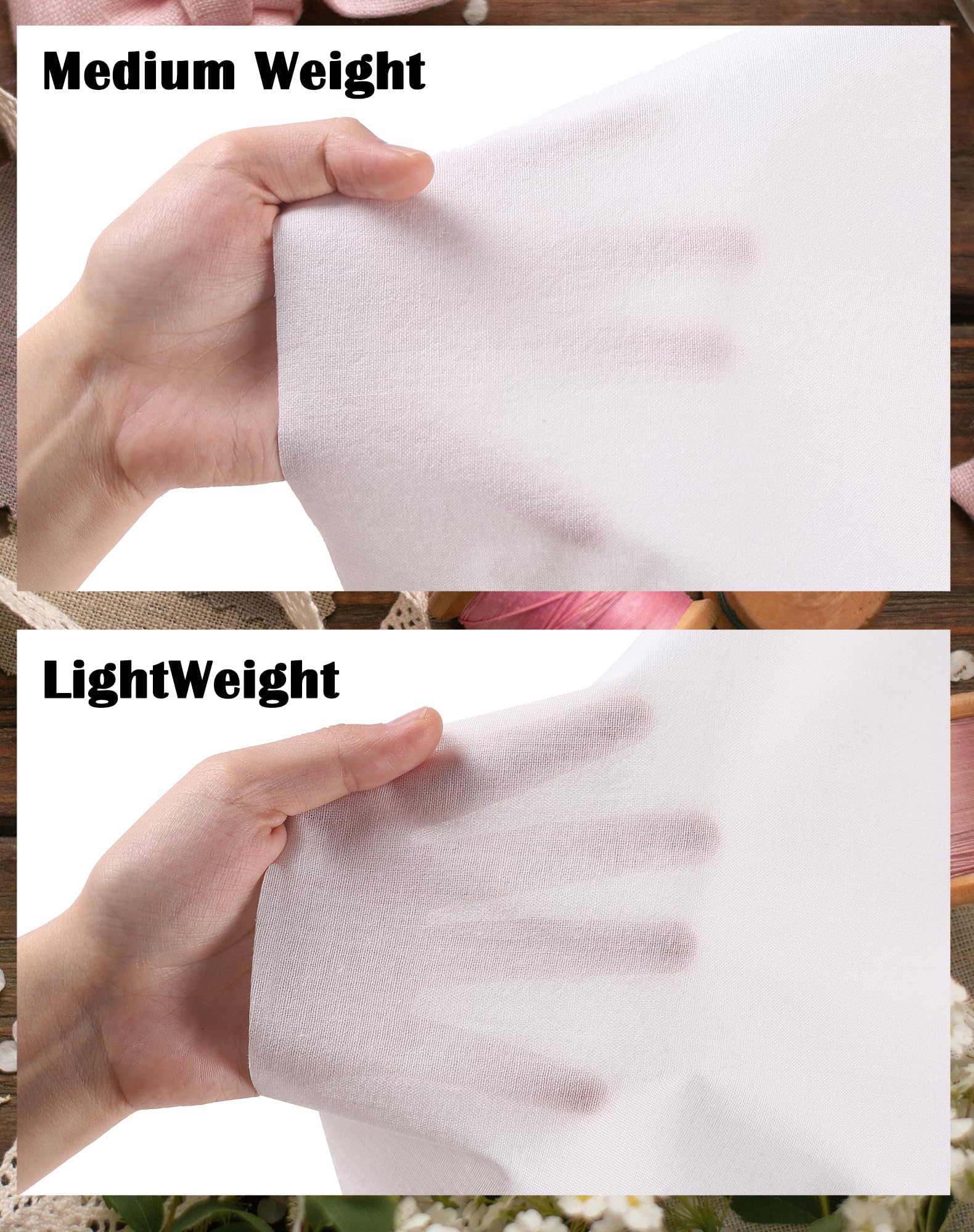 Cotton Woven Fusible Interfacing, Light Weight Fusible Interfacing for Sewing, Crafts, Clothing, Bags (12 Inches x 10 Yard, White), Iron On Interfacing Adds Support and Stability to Sewing Projects