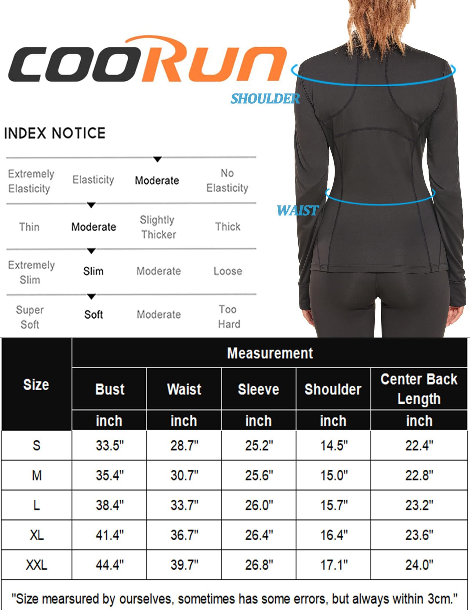COOrun Women's Active Tennis Jacket with Thumb Holes Black Zip Up Running Track Jacket Black XXL
