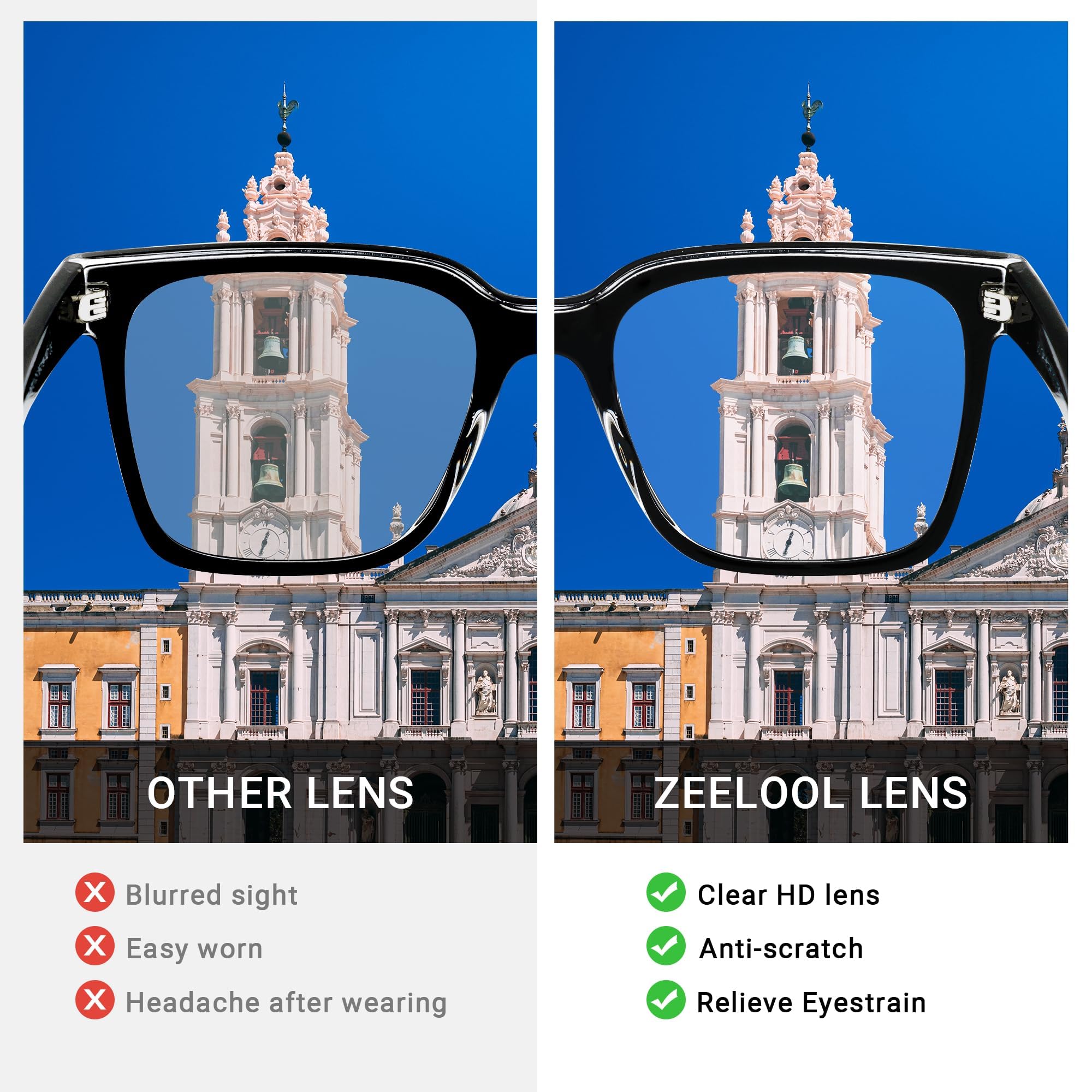 Zeelool Women's Stylish Cat Eye Glasses Frame with Clear Lens Claudette ZOA01968-01 Black