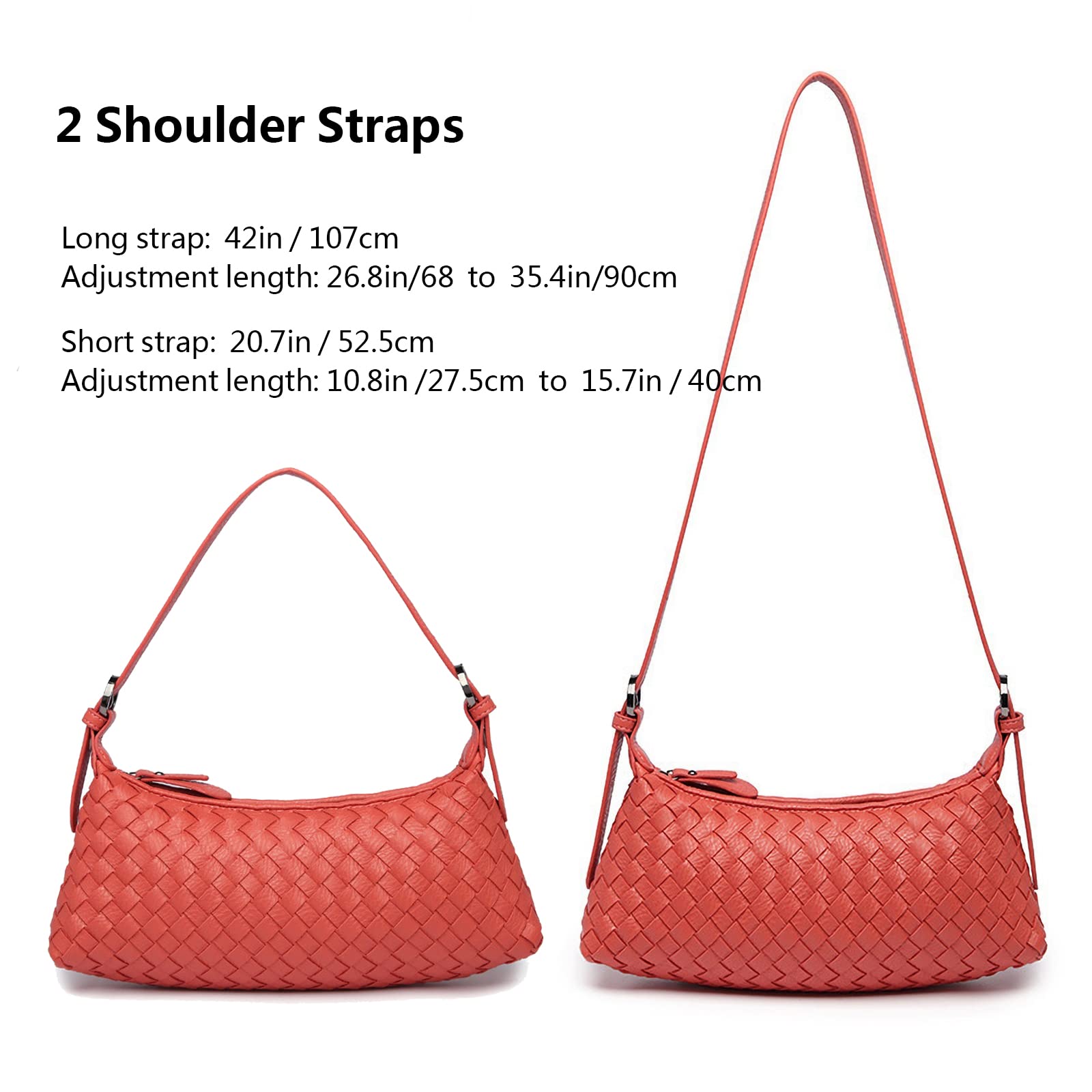 evoon Small Shoulder Bag for Women, Mini Cute Woven Leather Zipper Purse for Ladies with Adjustable Strap Black