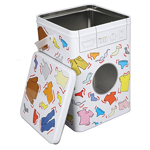 Laundry Detergent Container, Powdered Laundry Detergent Container with Perspective Window Lid Laundry Detergent Powder Storage Tin Box, Washing Machine Appearance Large Capacity Storage Box