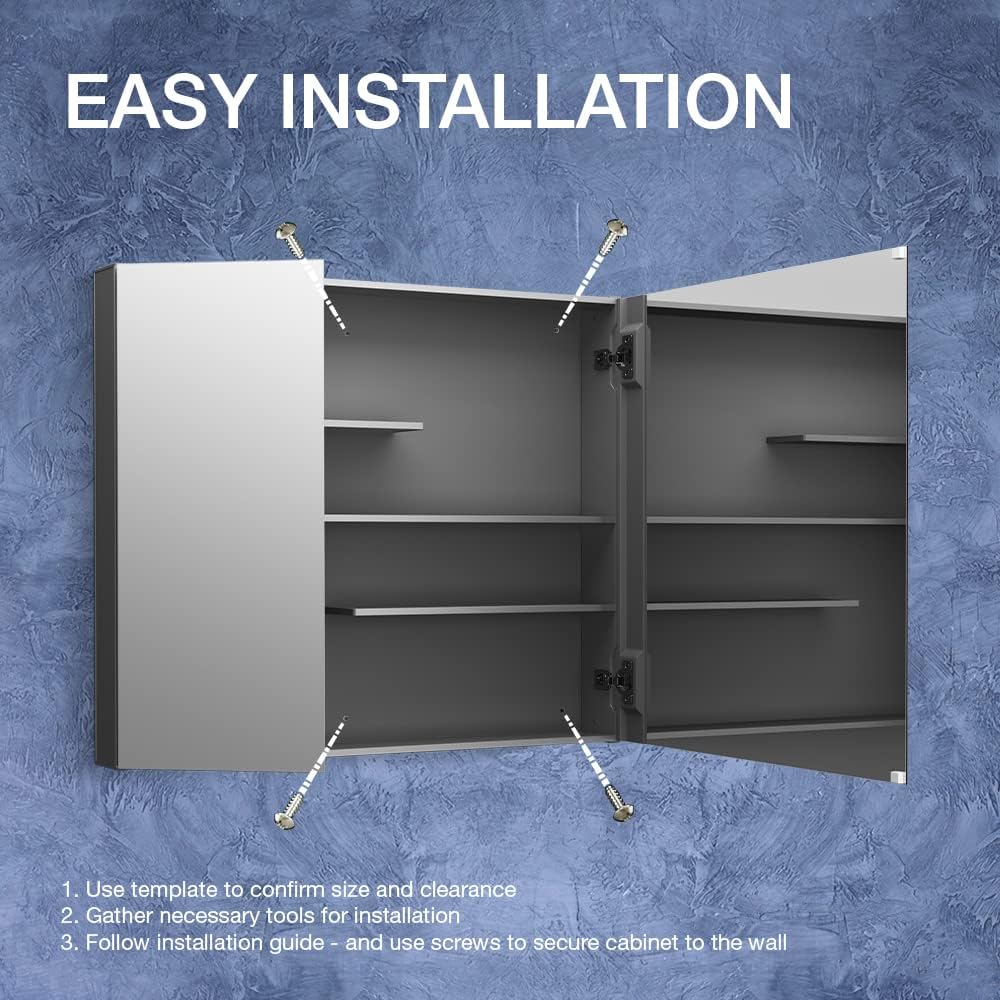 KOHLER Medicine Cabinet, Bathroom Medicine Cabinet, Slow-Close Mirrored Door and Interior, Surface or Recessed Installation