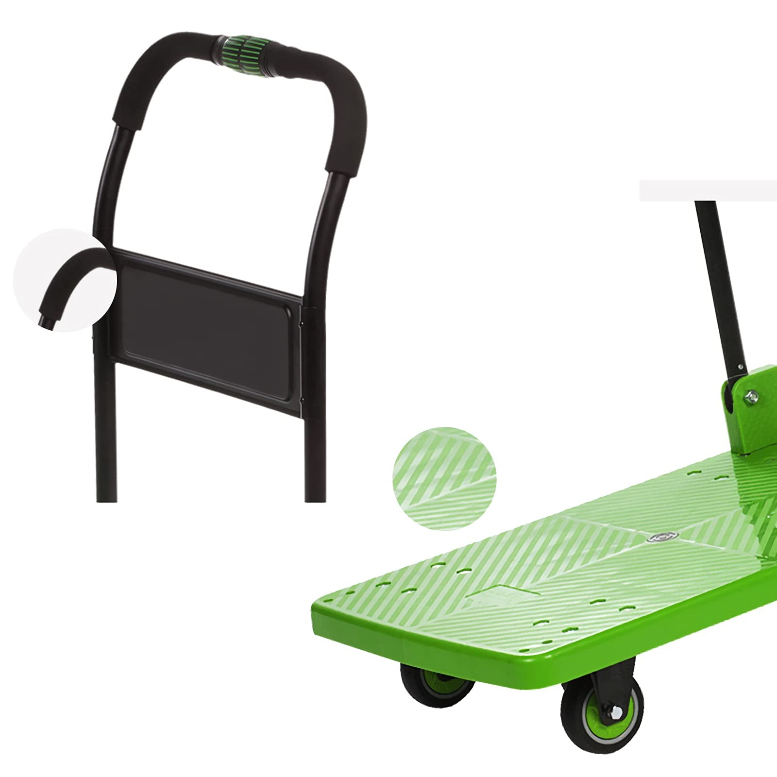 Folding Hand Truck ﻿ Platform Truck Hand Flatbed Cart with 4 Wheels and Metal Handle Rolling Push Trolley Plastic Deck High Capacity for Luggage Moving Portable Dolly for Moving (Size : 90 * 60)