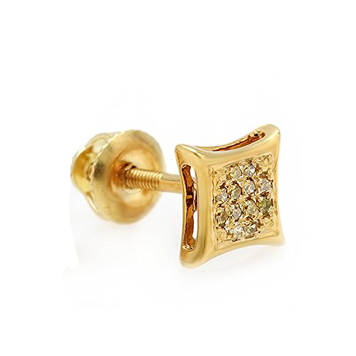 Dazzlingrock Collection 0.05 Carat (ctw) 14K Yellow Round Diamond Micro Pave Kite Shape Stud Earring (1pc), Yellow Gold