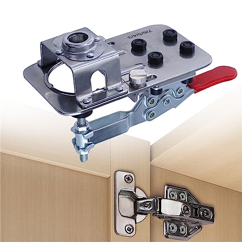 Concealed Hinge Jig with Clamp Drilling Guide Hole Locator Kits Hinge Punching Tool for Cabinet Door Hinges Inset Stainless Steel Opening Locator