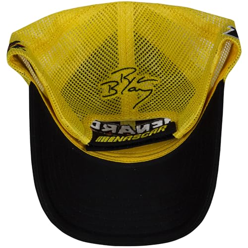 Checkered Flag Sports Ryan Blaney #12 NASCAR 2023 Menards Sponsor Adjustable Yellow and Black Trucker Mesh Hat