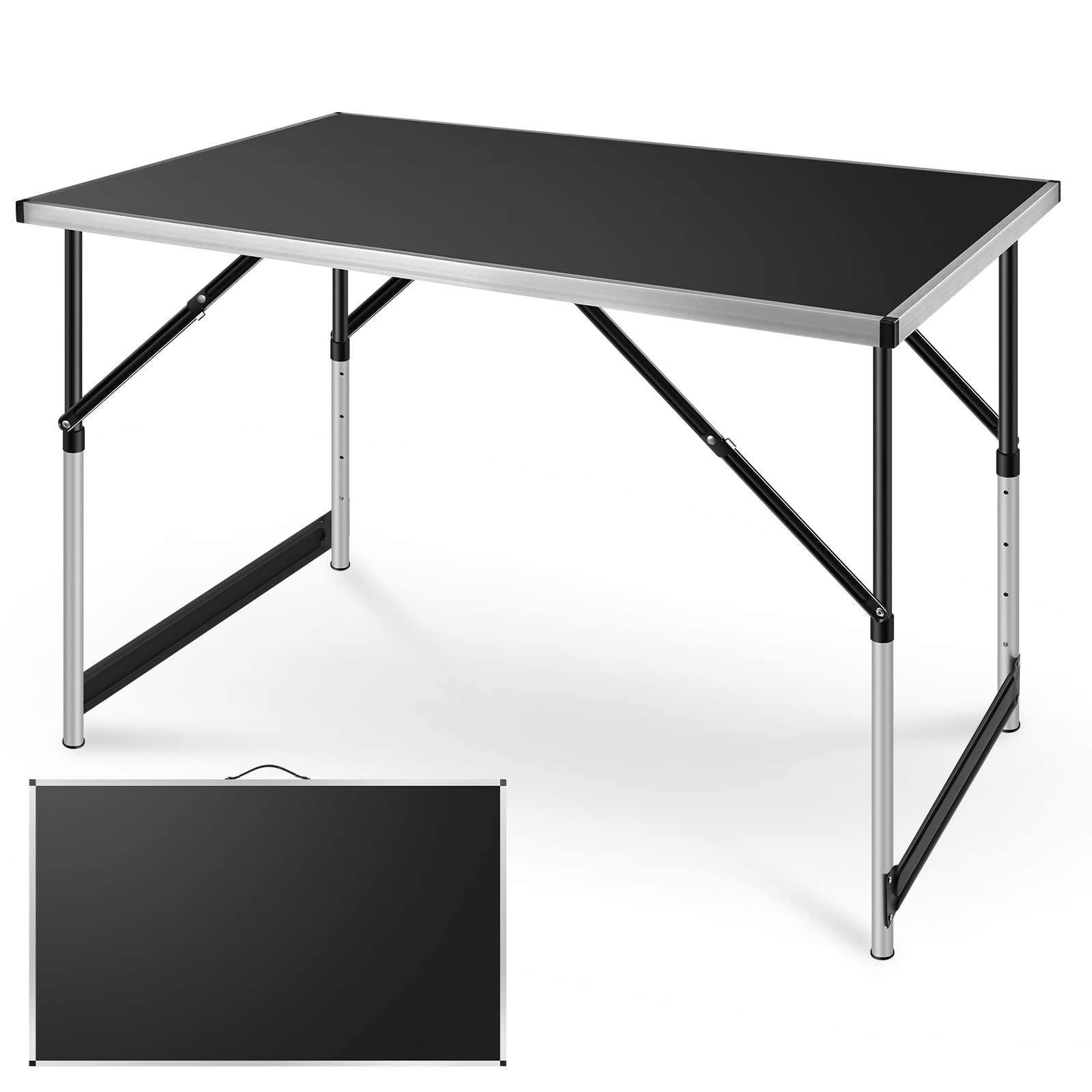 Coobi 24" x 39.5" Folding Table,Ultralight Collapsible with Handle, Height Adjustable,Wooden Desktop for Picnic,Beach,Camp,Travel
