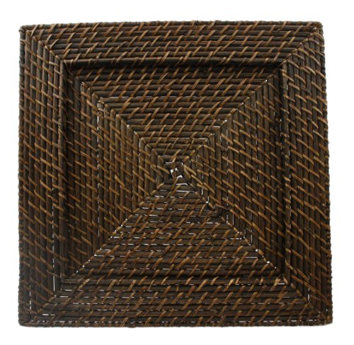ChargeIt by Jay Square Chargers Set of 4 Decorative Service Plates for Home, Professional Fine Dining Perfect for Events & Dinner Parties -, Brown