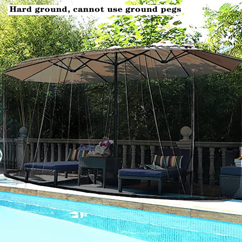 Tiimmgaal 15FT Mosquito Netting for Patio Umbrella Double Sided Patio Umbrella Canopy Netting &10X10 Ft gazebo (Black)(Does Not Contain Gazebo Patio Umbrella) (15FT Black)
