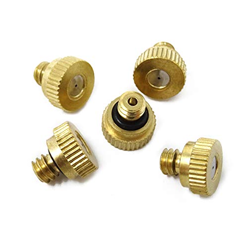 Honbay 10PCS Brass Misting Nozzle, Low Pressure Atomizing Mist Nozzle, 10/24 UNC 0.4 mm Orifice Replacement Heads for Greenhouse Landscaping and Outdoor Cooling System