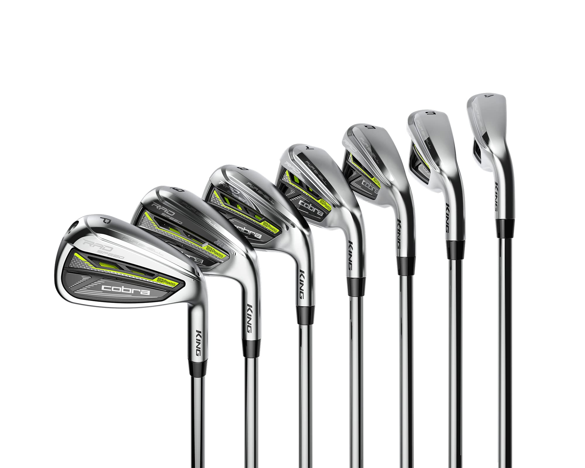 Cobra Golf 2021 Radspeed Iron Set Satin Chrome-Black-Turbo Yellow (Men's Right Hand, KBS Tour 90, Stiff Flex, 4-PW), Standard