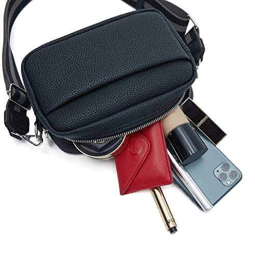 DIVCIDLC Small Crossbody Bag with Wide Guitar Strap Camera Purse Shoulder Handbag Satchel, Black