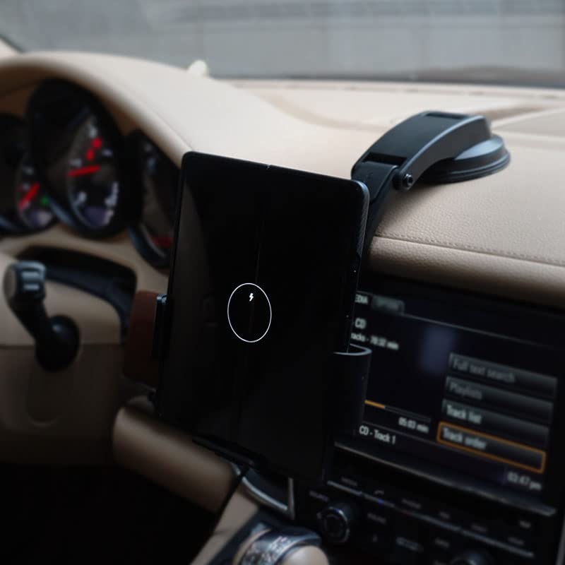 GAZE Car Wide H V2 Wireless Car Charger Compatible with Galaxy Z Fold 6, 5, 4, Dual Coil Portrait Viewing Capable Fast Charging auto Clamping car Mount
