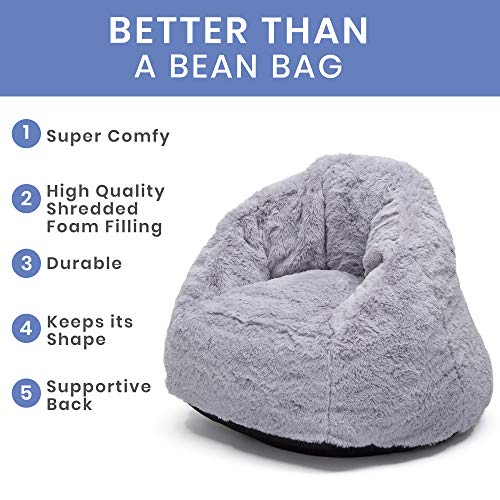 Delta Children Cozee Fluffy Chair, Toddler Size (for Kids Up to 6 Years Old), Grey